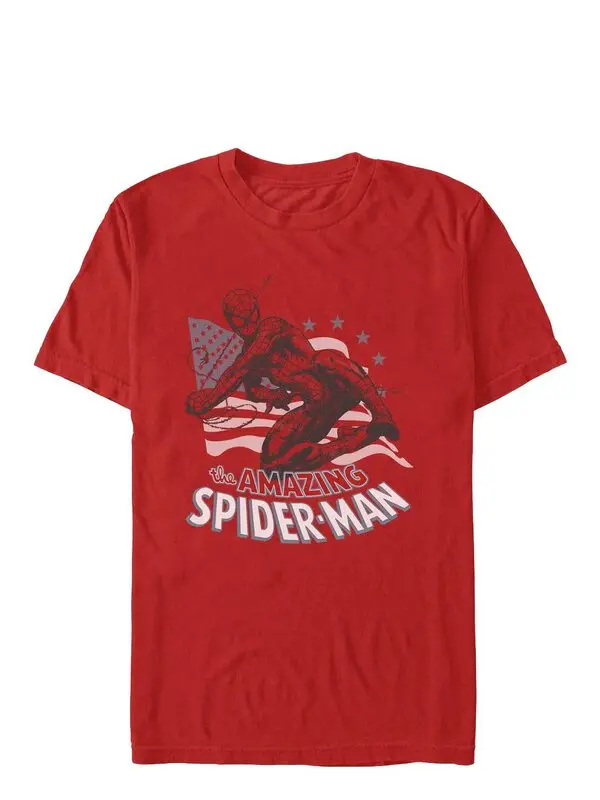 MARVEL: SPIDER-MAN The Amazing American Spidey Short Sleeve Graphic T-shirt - Red