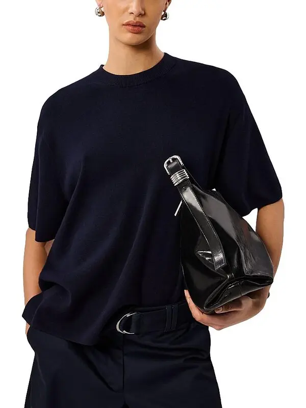 Whistles Fine Knit T-shirt - Navy