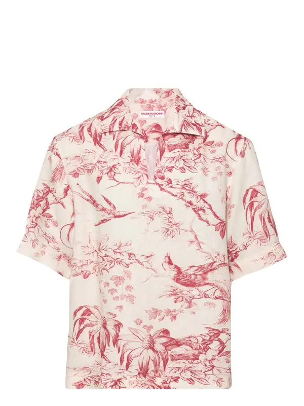 Orlebar Brown Relaxed Printed Linen Overhead Shirt - Coral