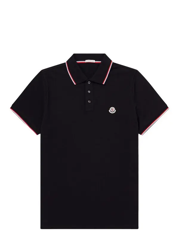 Moncler Logo-appliquéd Cotton-piqué Polo Shirt - Black