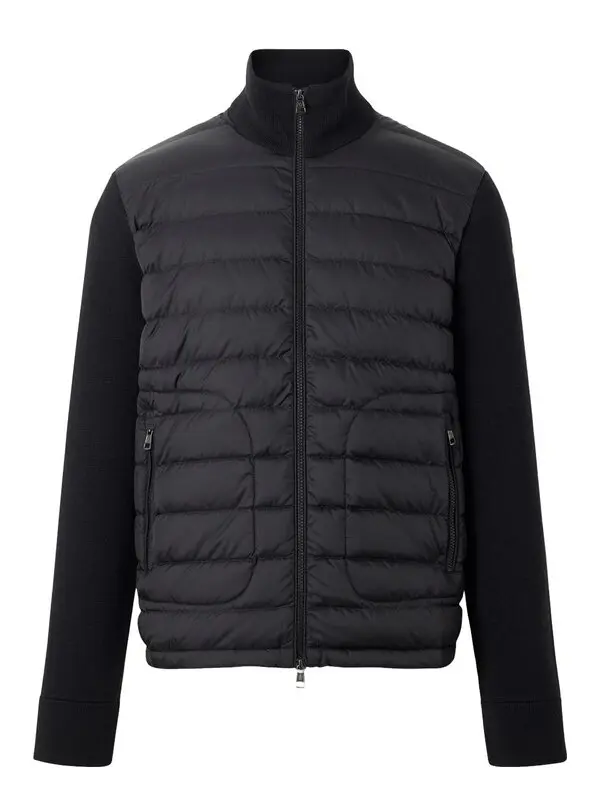 Moncler Wool And Quilted Shell Zip-up Cardigan - Black
