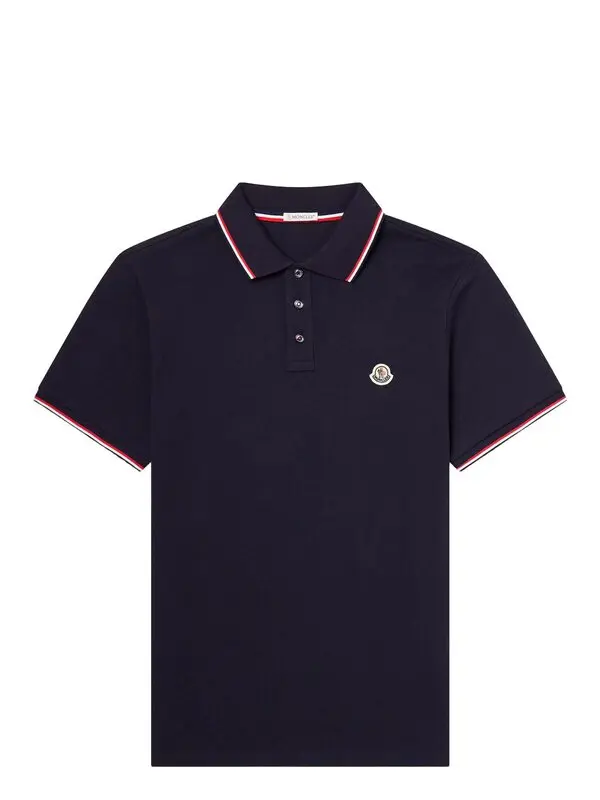 Moncler Logo-appliquéd Cotton-piqué Polo Shirt - Blue