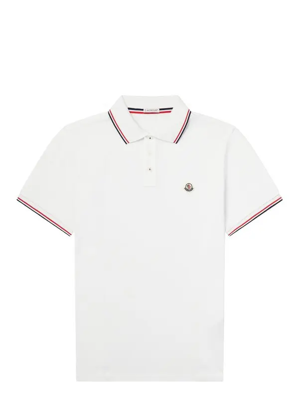 Moncler Logo-appliquéd Cotton-piqué Polo Shirt - White