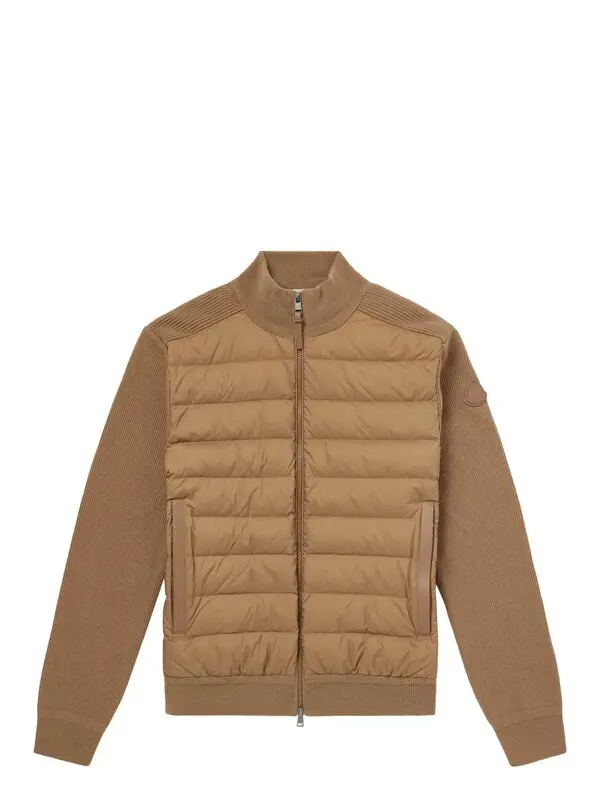 Moncler Logo-appliquéd Wool-blend And Quilted Shell Down Jacket - Brown