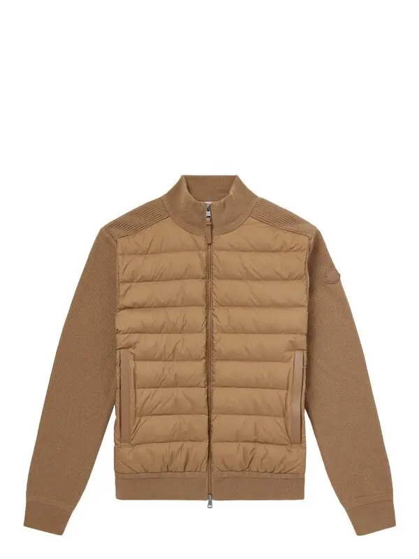 Moncler Logo-appliquéd Wool-blend And Quilted Shell Down Jacket - Brown