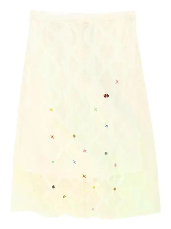 YANYAN Lattice Midi Skirt - Neutrals