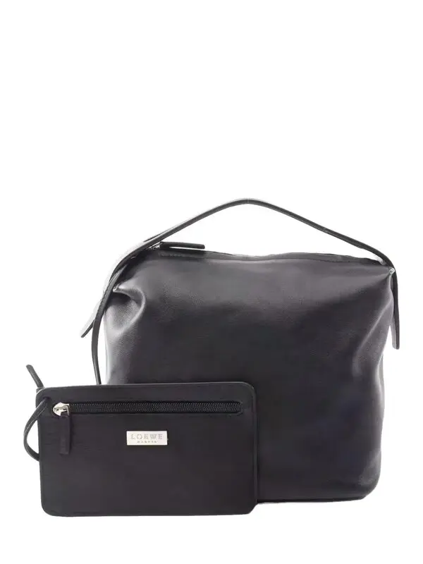 Loewe Leather Top Handle Bag With Detachable Pouch - Black