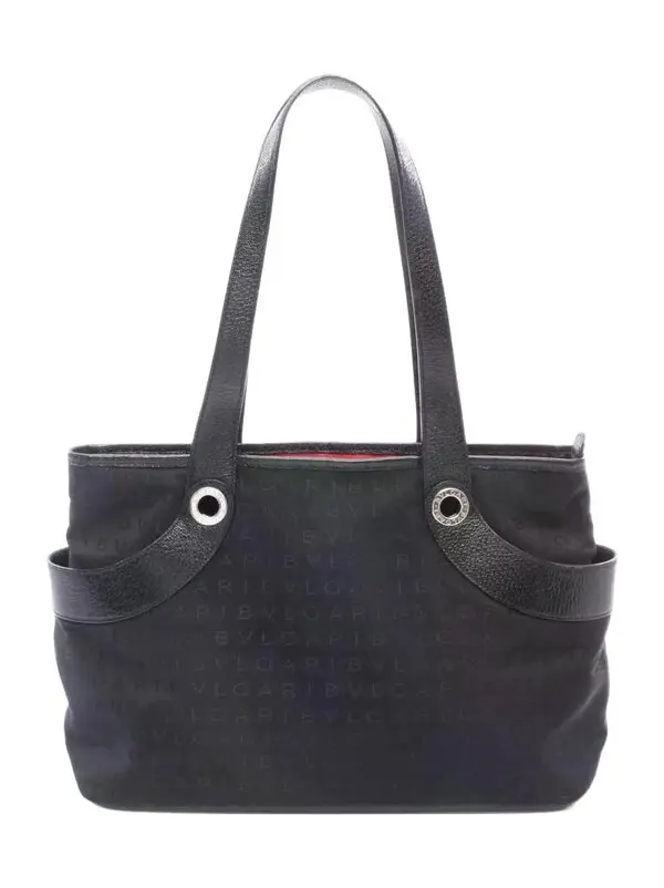 BVLGARI 2010s Logo Mania Canvas Tote Bag - Black