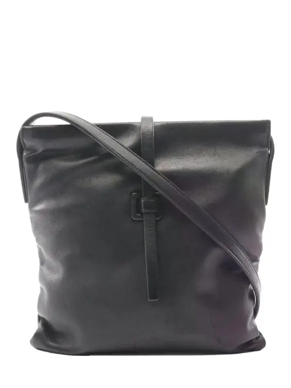 Loewe 2000s Anagram Embossed Leather Cross Body Bag - Black