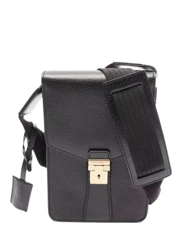 FERRAGAMO Grained Leather Shoulder Bag - Black