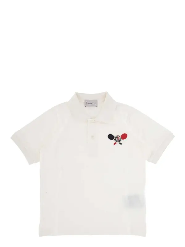 Moncler Short-sleeved Polo Shirt With Logo Patch - White