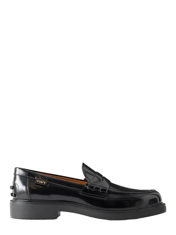 TOD'S Logo-detailed Patent Leather Loafers - Black
