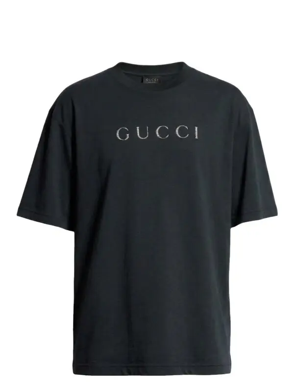Gucci Cotton Jersey T-shirt With Glitter Print - Black