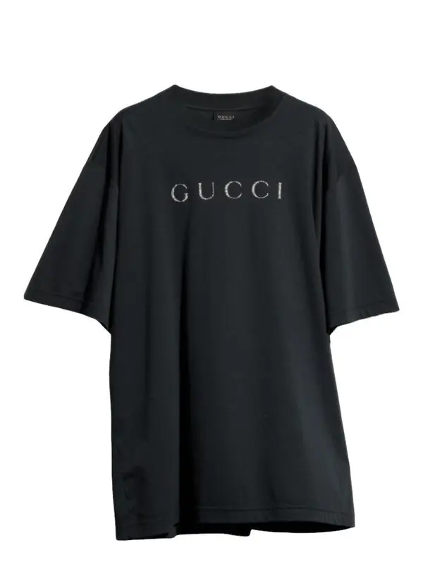 Gucci Cotton Jersey T-shirt With Glitter Print - Black