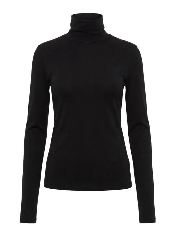 Gucci Seamless Stretch Nylon Jersey High Collar Long Sleeve Top - Black