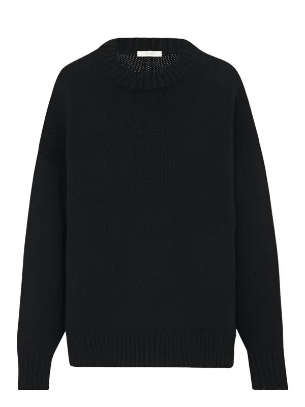 THE ROW Ophelia Oversized Wool Cashmere Crewneck Sweater - Black