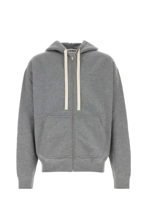 JIL SANDER Logo-print Zip-up Hoodie - Grey