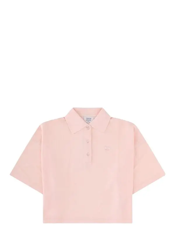 Maison Kitsuné Baby Fox Cropped Polo Shirt - Pink