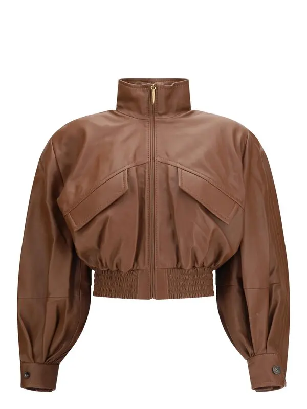 Zimmermann Long Sleeve Leather Jacket - Brown