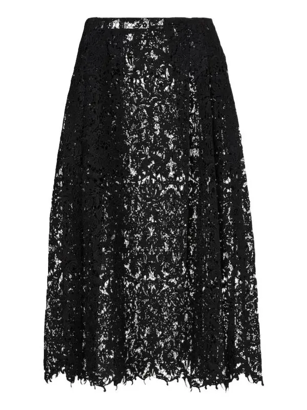 Fendi Macrame Lace Midi Skirt - Black