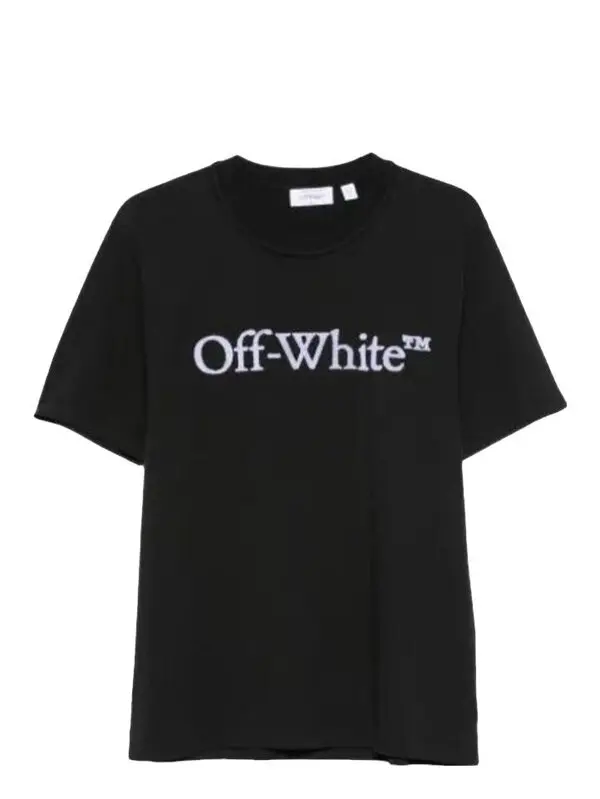Off-White Logo-embroidered Cotton T-shirt - Black