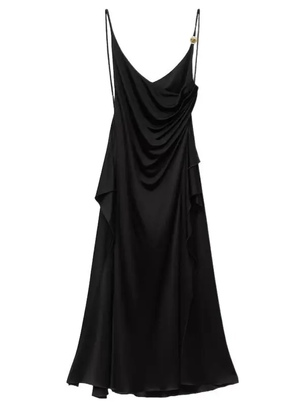 Versace Viscose-jersey Draped Midi Dress With Medusa Hardware - Black