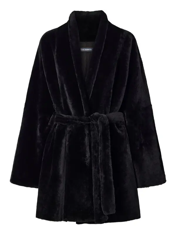 Nour Hammour Shearling Coat - Black