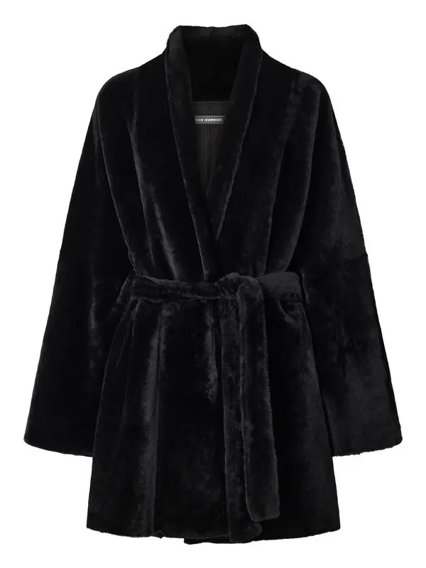 Nour Hammour Shearling Coat - Black
