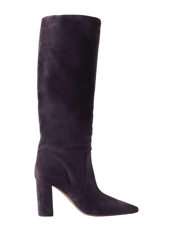 Paris Texas Suede Knee High Boots - Violet