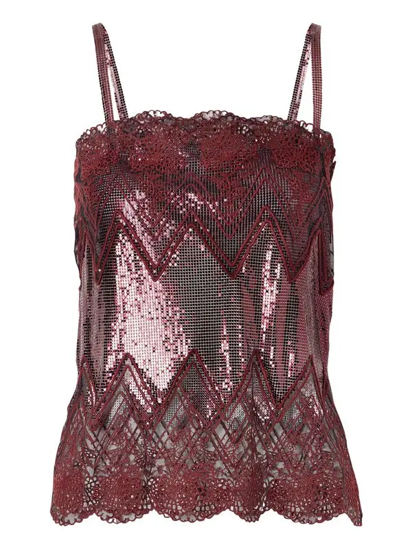 Rabanne Lace-trimmed Chainmail Camisole - Purple