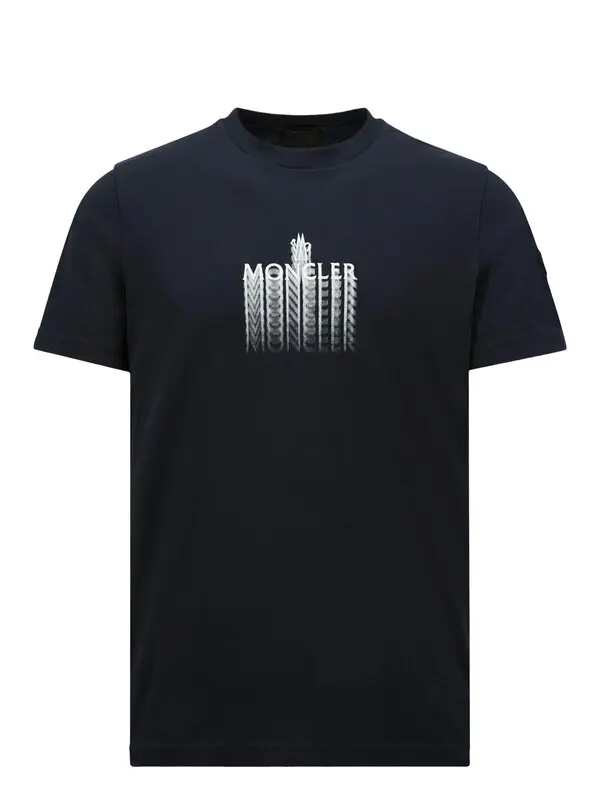 Moncler Logo Printed Crewneck T-shirt - Navy Blue