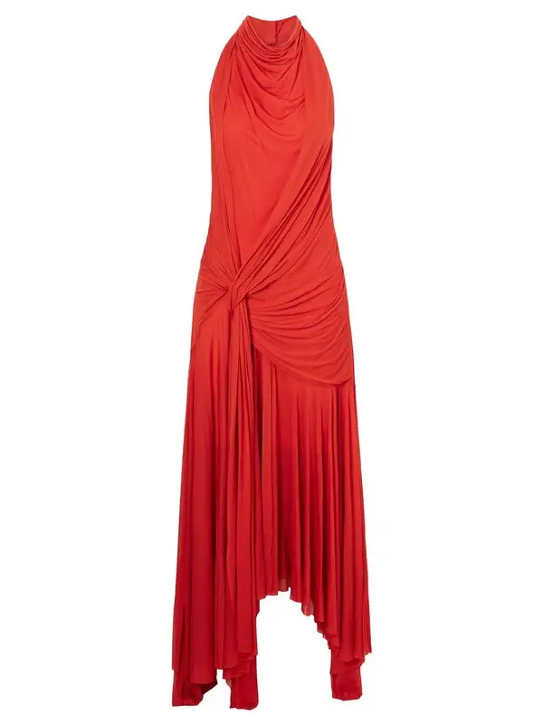 Alexander McQueen Draped Georgette Midi Dress - Red