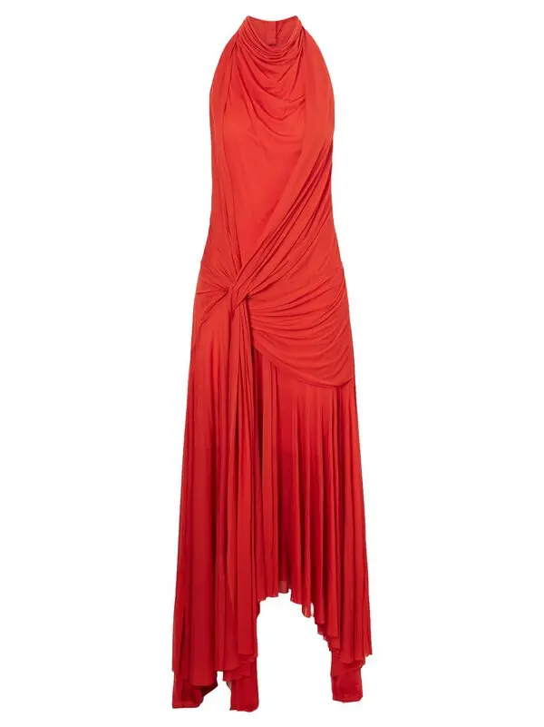 Alexander McQueen Draped Georgette Midi Dress - Red