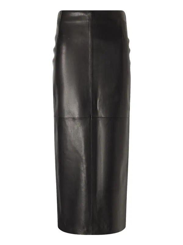 Nour Hammour Selly Paneled Leather Maxi Skirt - Black