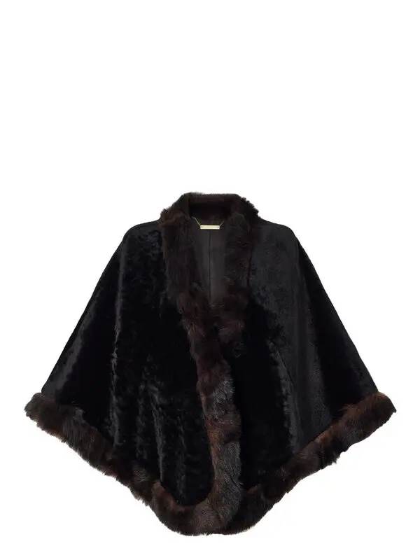 Nour Hammour Shearling Shawl - Black