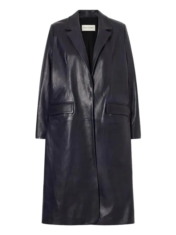 Nour Hammour Isaline Leather Coat - Blue