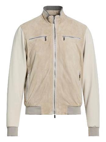 MOORER Ovine Leather Bomber Jacket - Grey