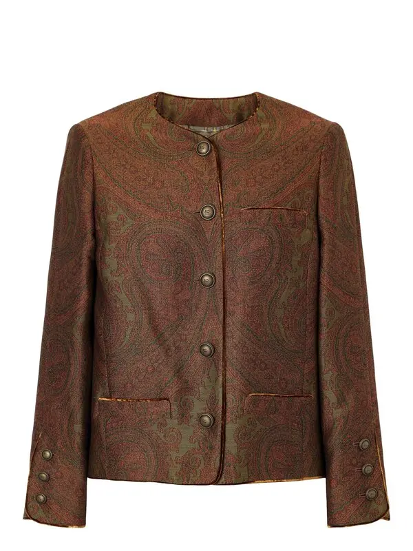 Etro Paisley Jacquard Crepe Blazer - Dark Green