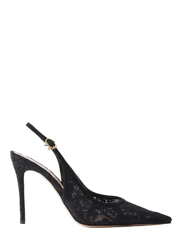 GIANVITO ROSSI Sofia 95 Lace Slingback Pumps - Black