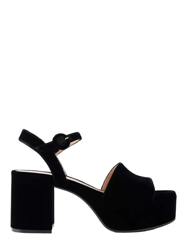 GIANVITO ROSSI Velvet Platform Open-toed Sandals - Black
