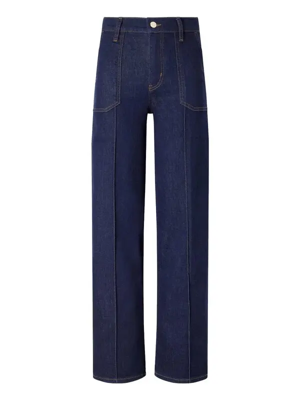 FRAME Le Slim Palazzo Pintuck Pocket High-rise Wide-leg Jeans - Blue