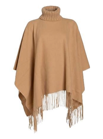Fabiana Filippi Virgin Wool, Silk, And Cashmere Blend Poncho With Fringe - Beige