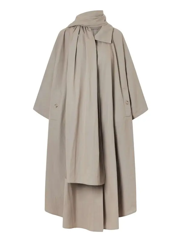 Magda Butrym Scarf-detailed Cotton-blend Trench Coat - Gray