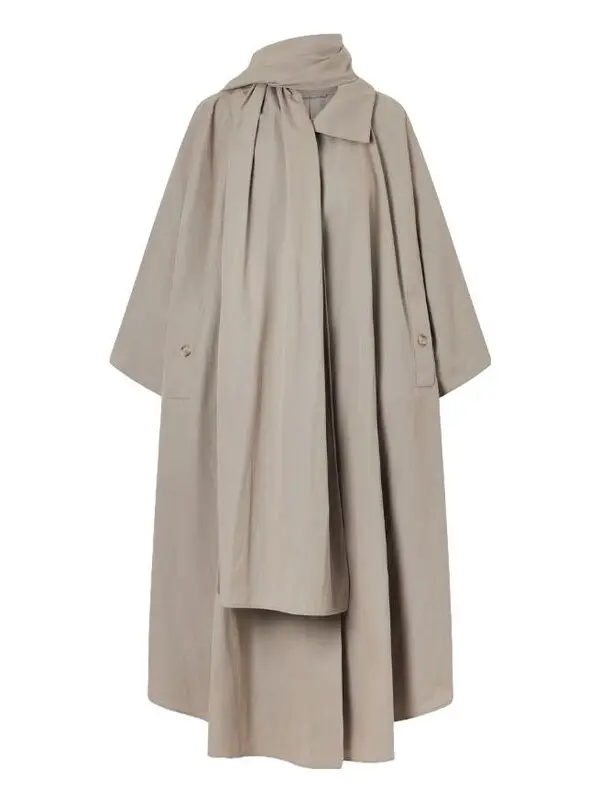 Magda Butrym Cotton-blend Trench Coat With Tonal Scarf - Gray