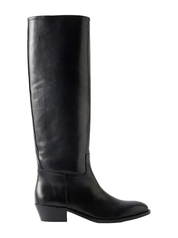 JUDE Den 35 Leather Knee High Boots - Black