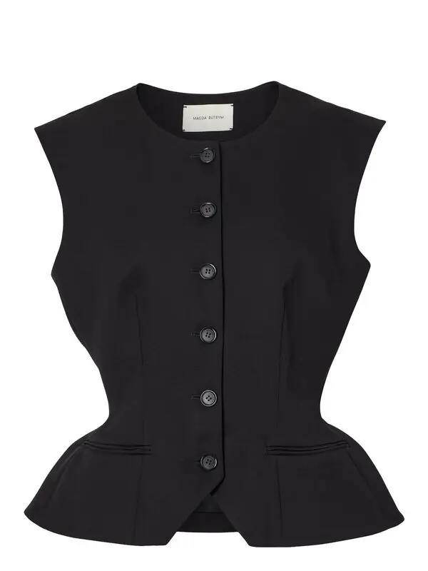 Magda Butrym Silk And Cashmere-blend Crepe Vest - Black