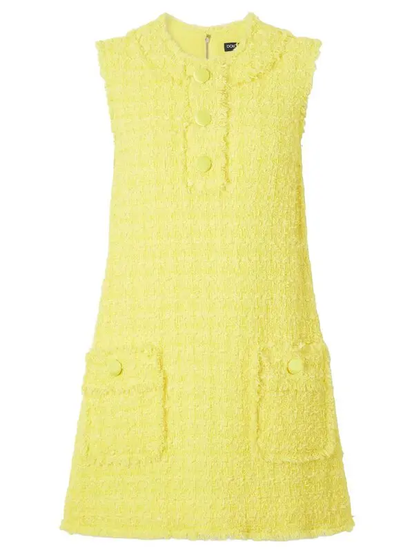 Dolce & Gabbana Sleeveless Tweed Mini Dress - Yellow