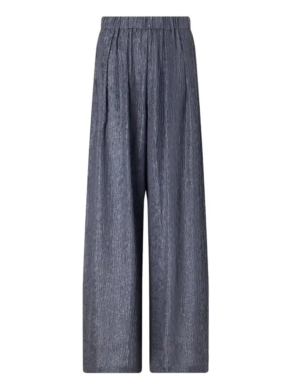 CORTANA Anhelo Crinkled Silk-charmeuse Wide-leg Pants - Blue
