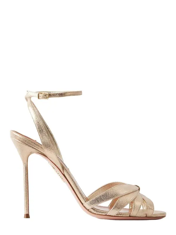 AQUAZZURA Soulmate 105 Knotted Sandals - Gold