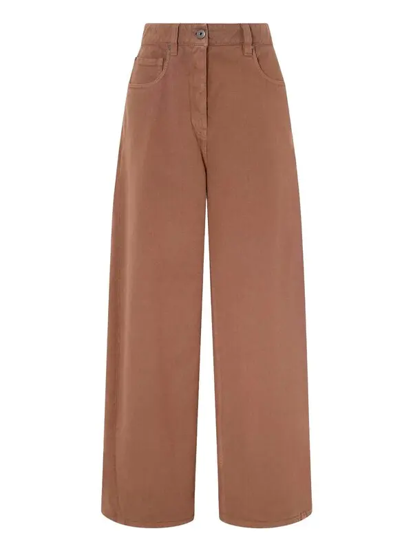 Brunello Cucinelli Embellished High-rise Wide-leg Jeans - Brown